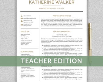 Teacher resume | Etsy