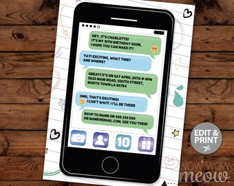 Cell phone invite | Etsy