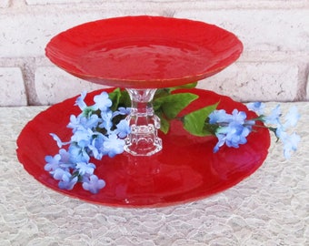 Red cake stand | Etsy