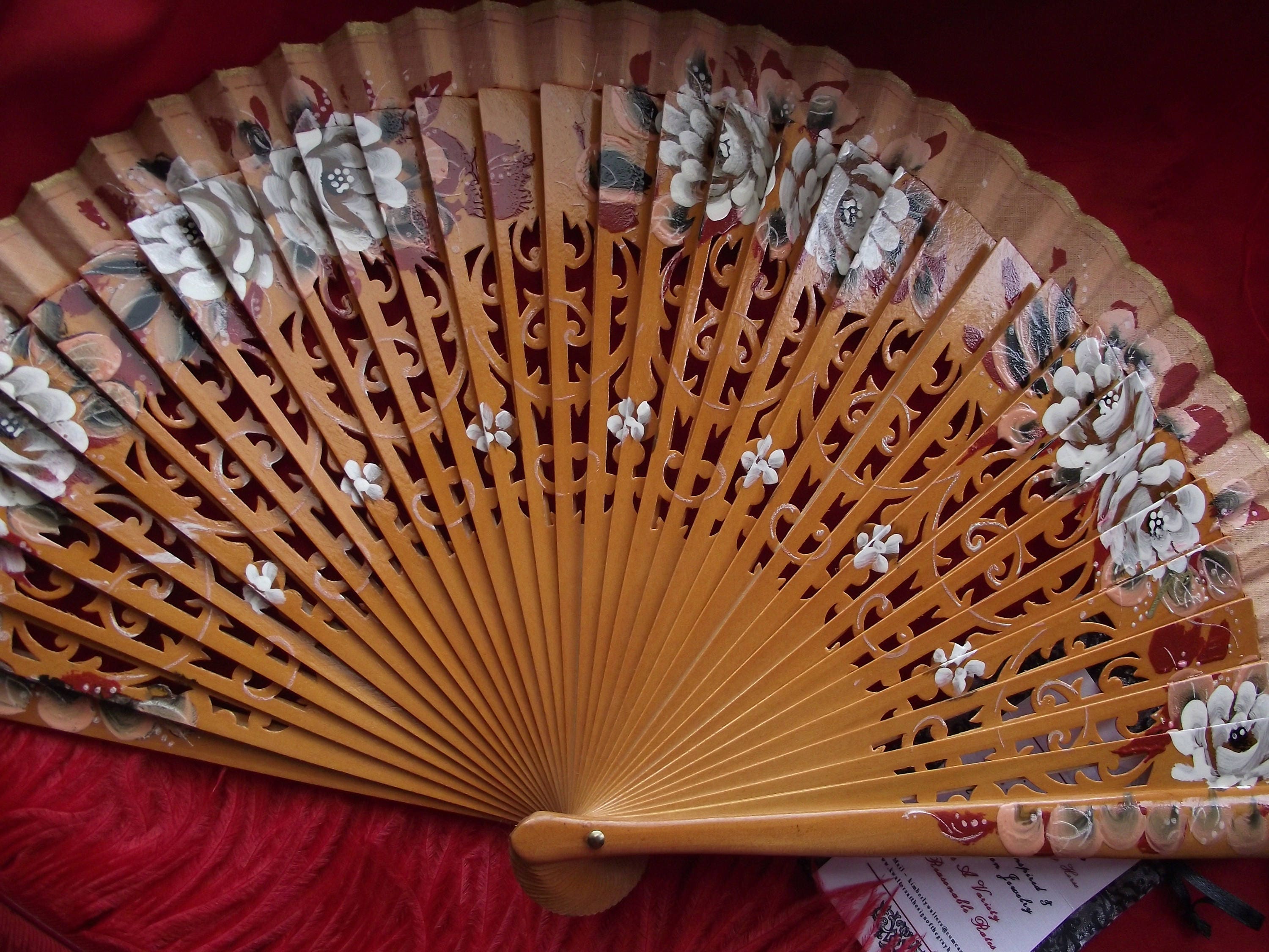 F-0003 Wooden Hand Painted Hand Fan Georgian Fan Regency