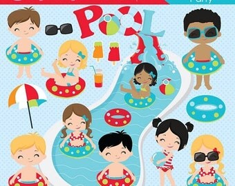 Girl pool party clipart pool party clipart summer clipart