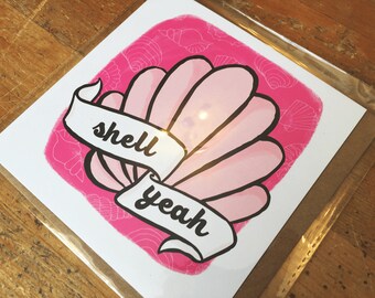 Shell Yeah Stamped Sterling Silver Bar Nameplate Nautical