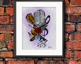 Rock and roll art | Etsy