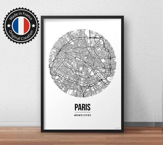 Poster Paris France Street Map City Map