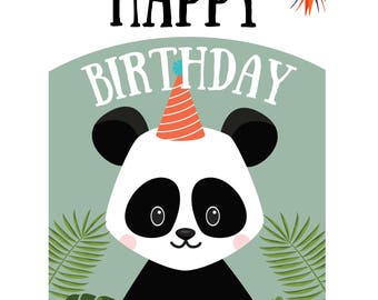 Panda birthday card | Etsy