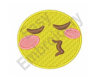 Smooch Emoji Machine Embroidery Design kiss emoji