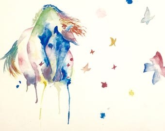 Rainbow horse | Etsy