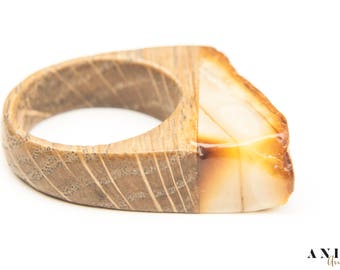 Mens rugged wood woodgrain ring OAK sterling silver sz 7 sz 8