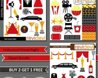Cinema Clipart Bundle Hollywood Movie Night Clip Art for