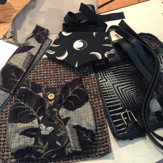 Fabric Leather Collage Art Handbags and Purses by Bizmo on Etsy
