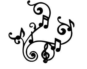 Music notes decal | Etsy