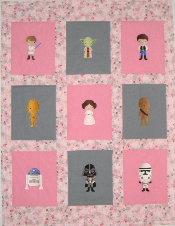 Custom Embroidered Star Wars Baby Quilt/Blanket 2 sizes 9