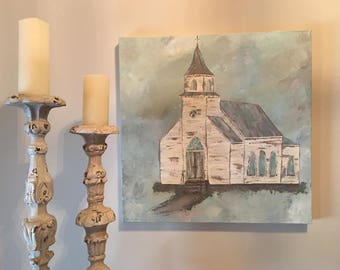 Church painting | Etsy