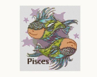 Pisces cross stitch | Etsy
