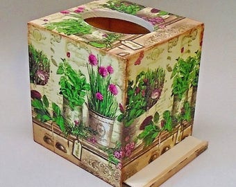 Decoupage tissue box | Etsy