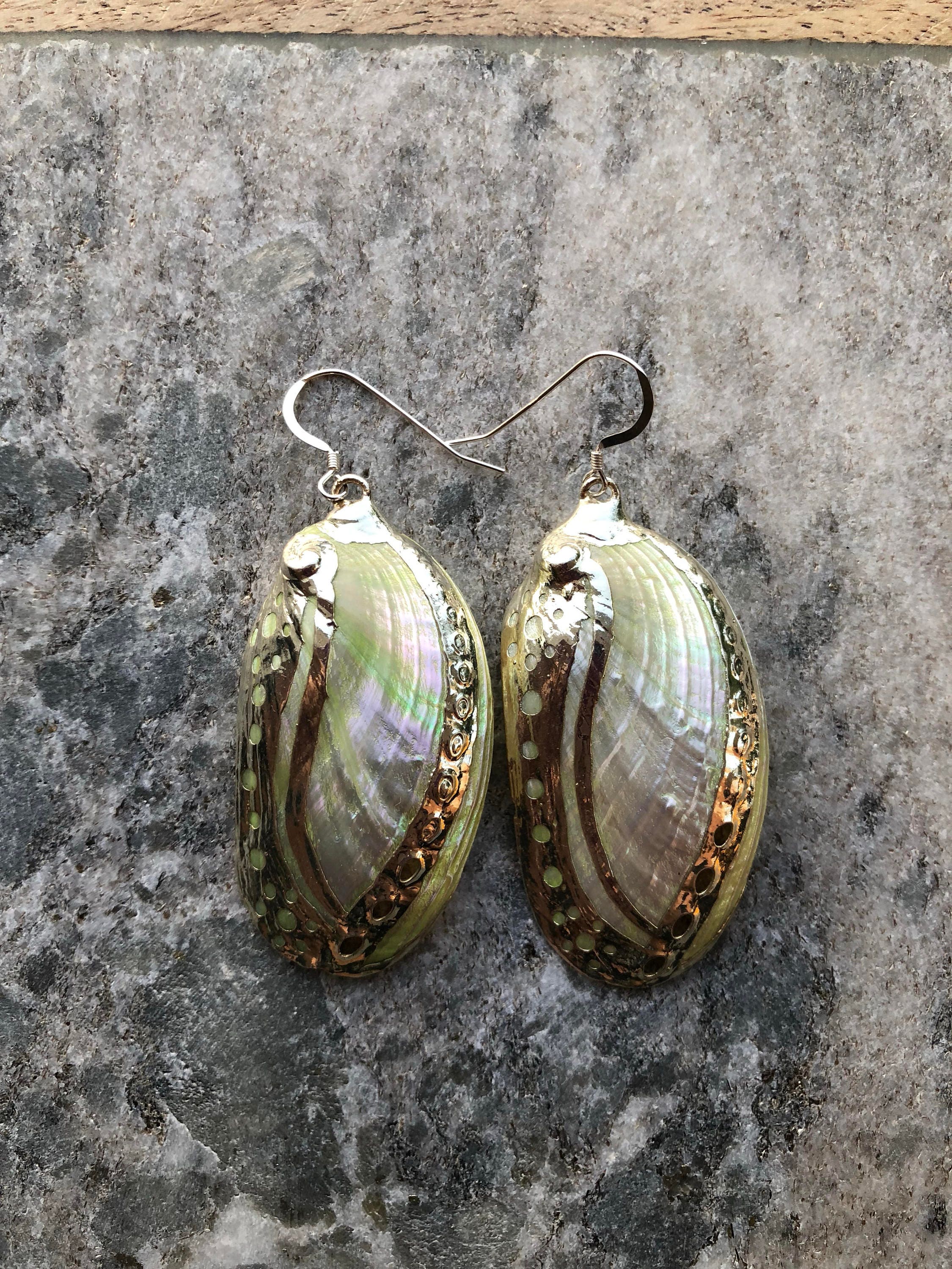 Yellow Abalone Shell Earrings