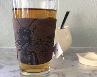 Leather cup sleeve | Etsy