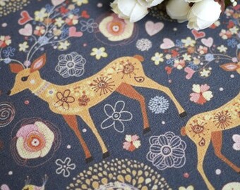 Floral deer fabric | Etsy