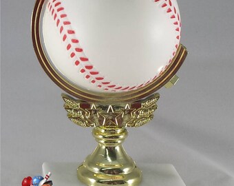 Vintage Trophy Baseball Trophy 1960s Mid Century Wood