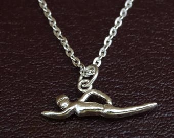 I AM a SWIMMER Necklace Swimming Necklace on Gunmetal chain