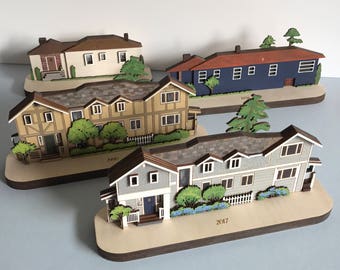 HOUSE PORTRAIT wooden block personalised portrait of your