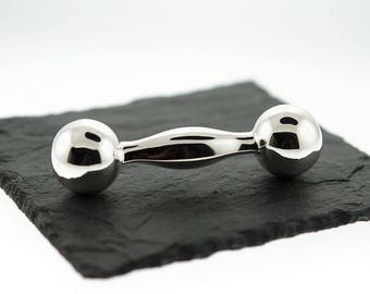 Silver baby rattle | Etsy