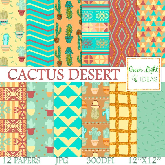Cactus Digital Paper Cacti Scrapbook Papers Cacti Printable