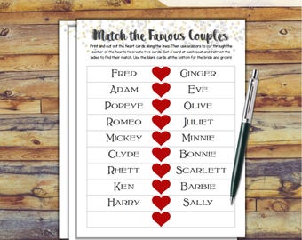Famous couples game | Etsy