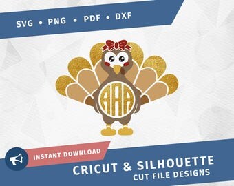 Turkey SVG Thanksgiving Monogram Frame Pumpkin Acorn Fall