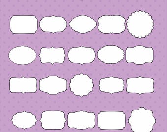 Quirky Doodle Frame ClipArt Oval & Round Label Printable Logo