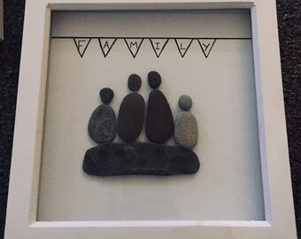 Beach Rock Frame 3.5 x 3.5 Rustic Beach Frame Stone Art