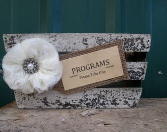Burlap and Lace Wrapped Box Wedding Program Holder Rustic