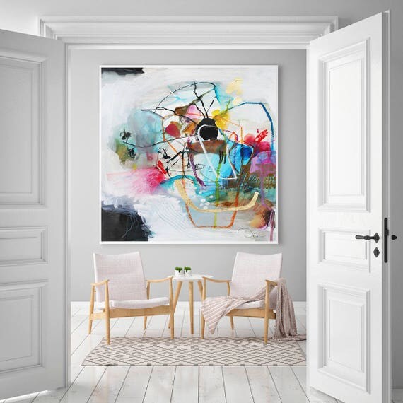 Acrylic wall art abstract painting giclee print mixed media