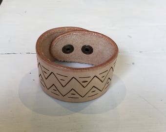 Pyrography bracelet | Etsy