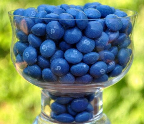 A half pound of blue raspberry Skittles