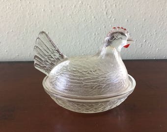 Glass hen on nest | Etsy