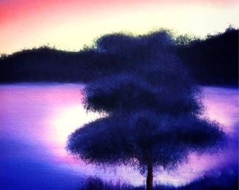 Sunset oil painting | Etsy