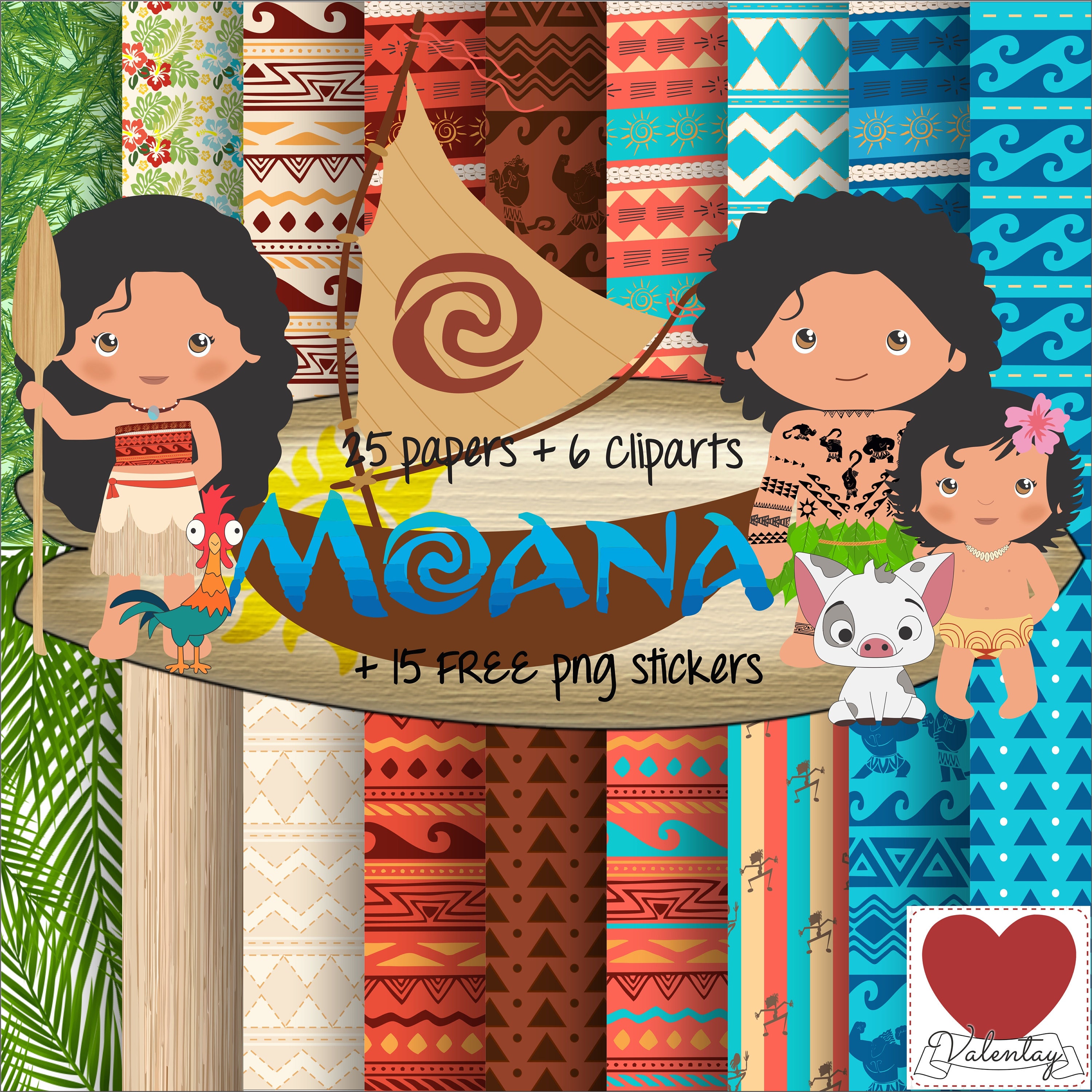 Moana Digital Paper Kit Digital Moana Cute Clipart Moana Baby