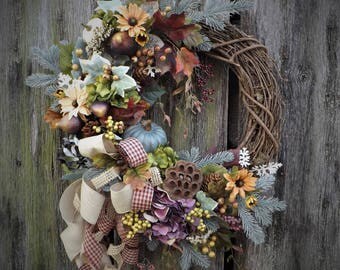 Rustic fall wreath | Etsy