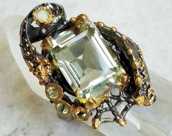 Prasiolite ring | Etsy