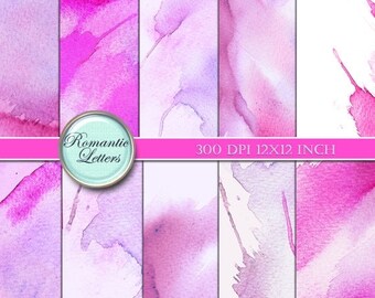 Pink Hues Watercolor Digital Paper Printable Digital