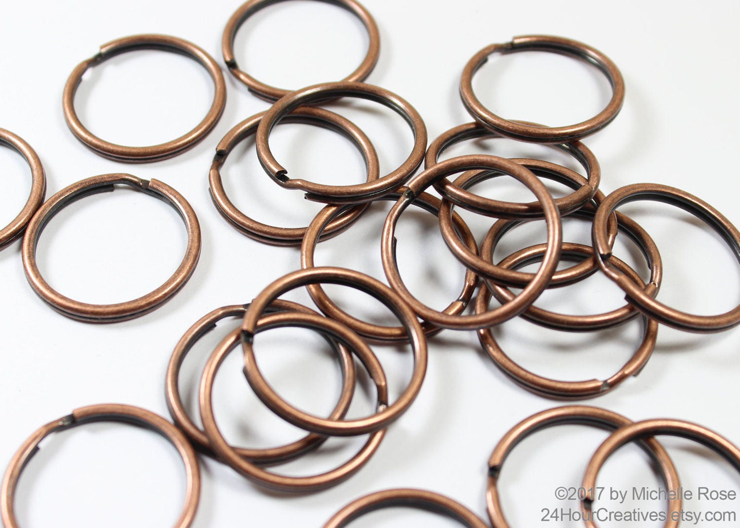 Antique Copper Key Rings - 20mm ACP Steel Key Chains - Large Round Key ...