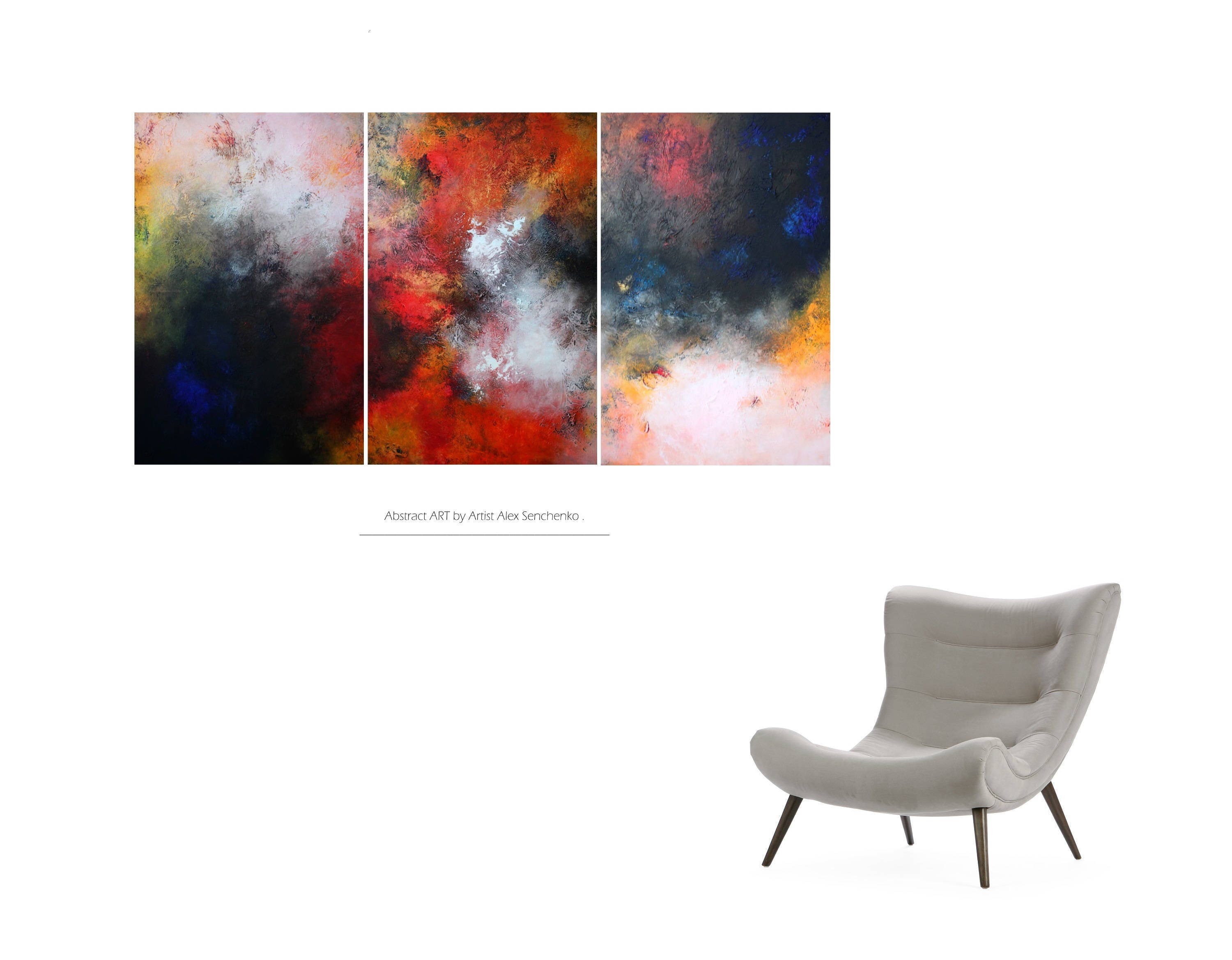 ABSTRACT triptych by artist Alex Senchenko. Contemporary ART. Modern ...