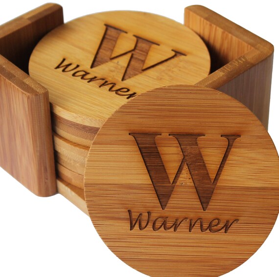 Personalized Bamboo Coasters Personalized Wedding Coasters
