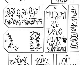 Happy Birthday Gift Labels Red with Multi Dot Border