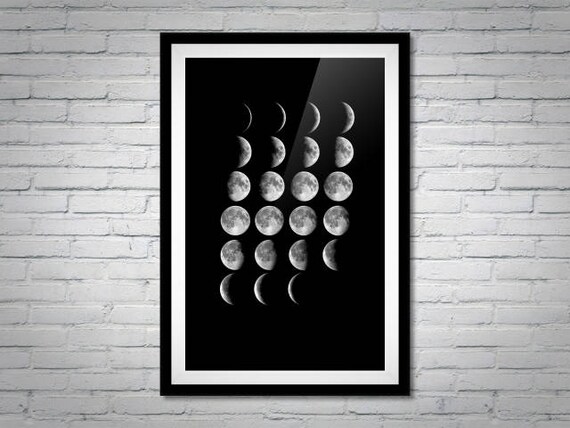 Moon Phases Moon Print Moon Poster Moon Art