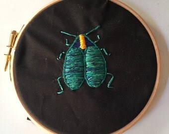 Beetle embroidery | Etsy