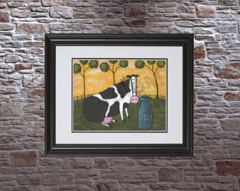 Dairy cow art | Etsy