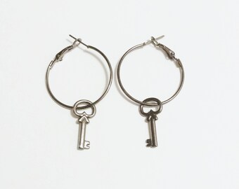 Charm hoop earrings | Etsy