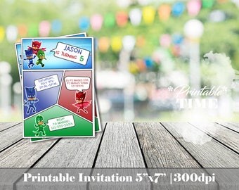 Pj masks invitation | Etsy